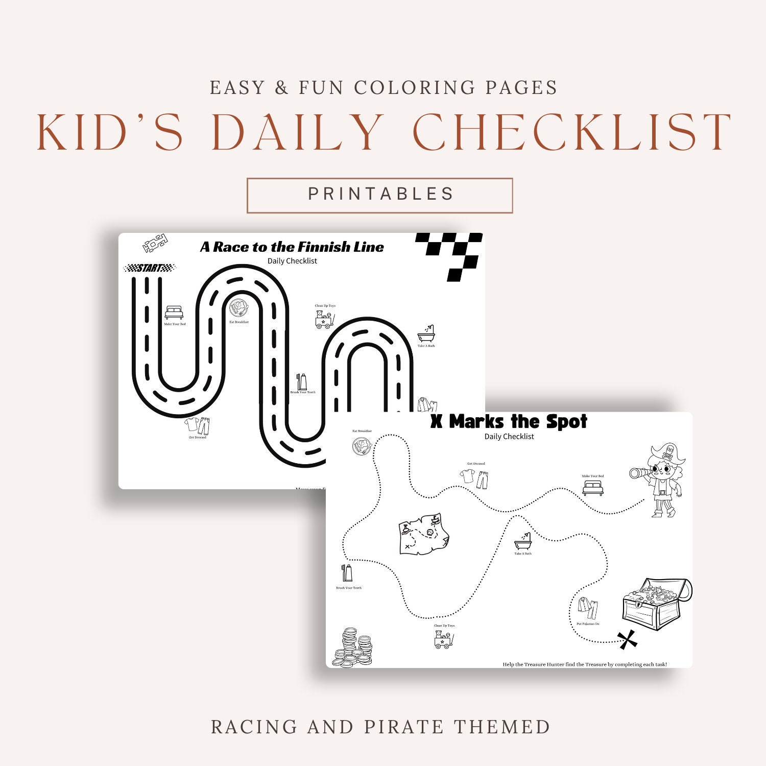 Kids Daily Chore Chart Coloring Page Printable Daily Routine Chore ...