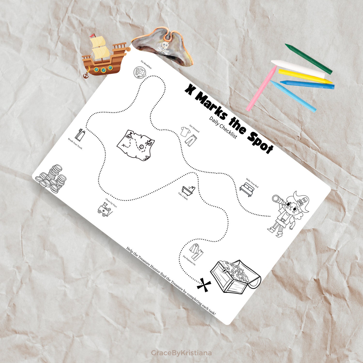 Kids Daily Chore Chart Coloring Page Printable Daily Routine Chore ...