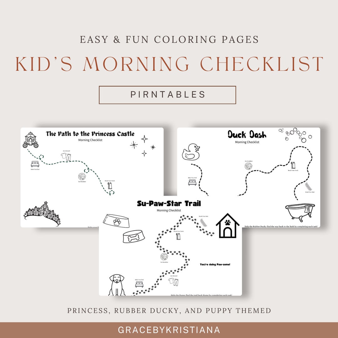 Kids Morning Chore Chart Coloring Pages Printable Daily Routine Chore ...
