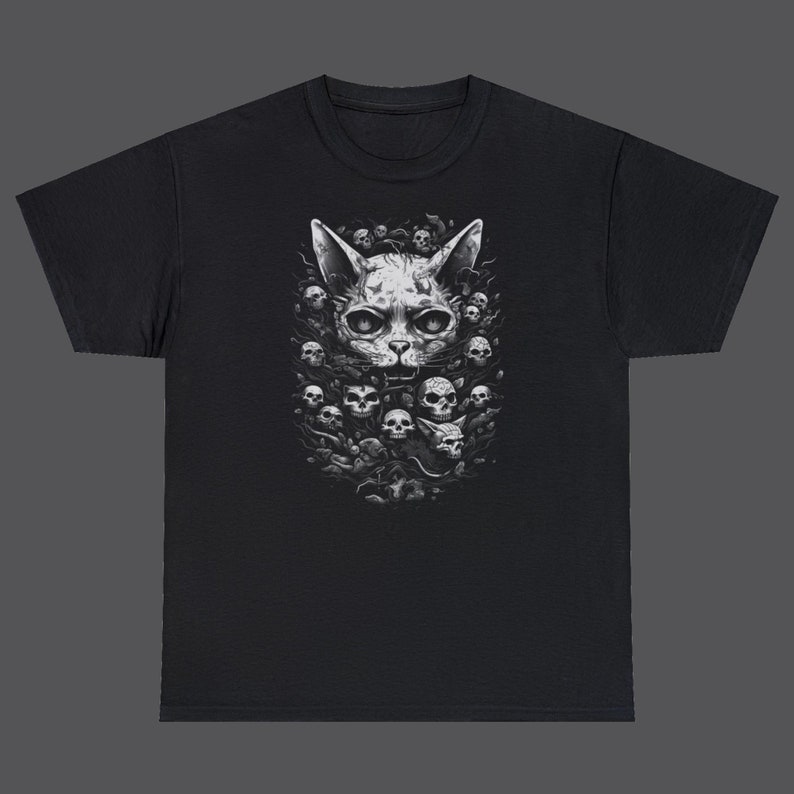 Creepy Cat T-shirt, Weirdcore, Goth T-shirt, Whimsigoth, Alt Clothing ...
