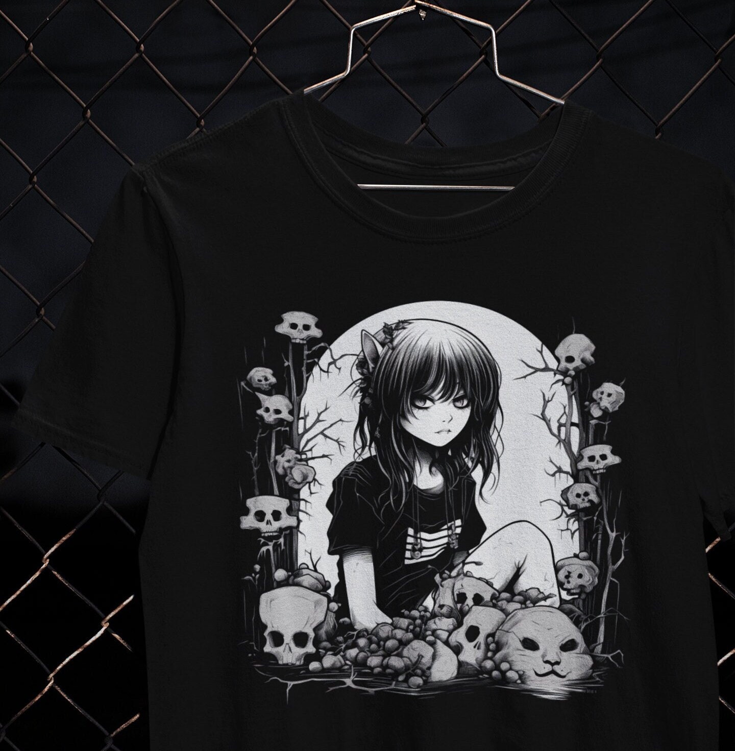 Emo Anime Girl T-shirt, Goth Anime T-shirt, Goth Girl T-shirt, Alt ...