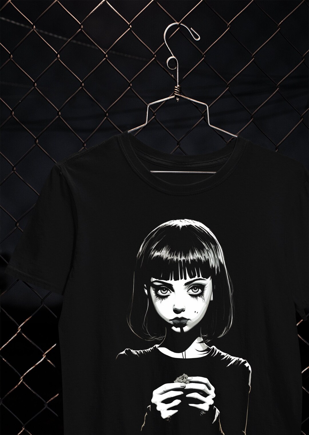 Gothic Girl Graphic Tee, Weirdcore, Y2K Fashion Clothing, Trad Goth ...