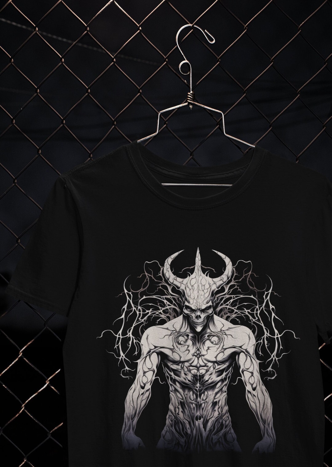 Creepy Demon Print T-shirt, Satanic, Demon T-shirt, Y2K Grunge ...