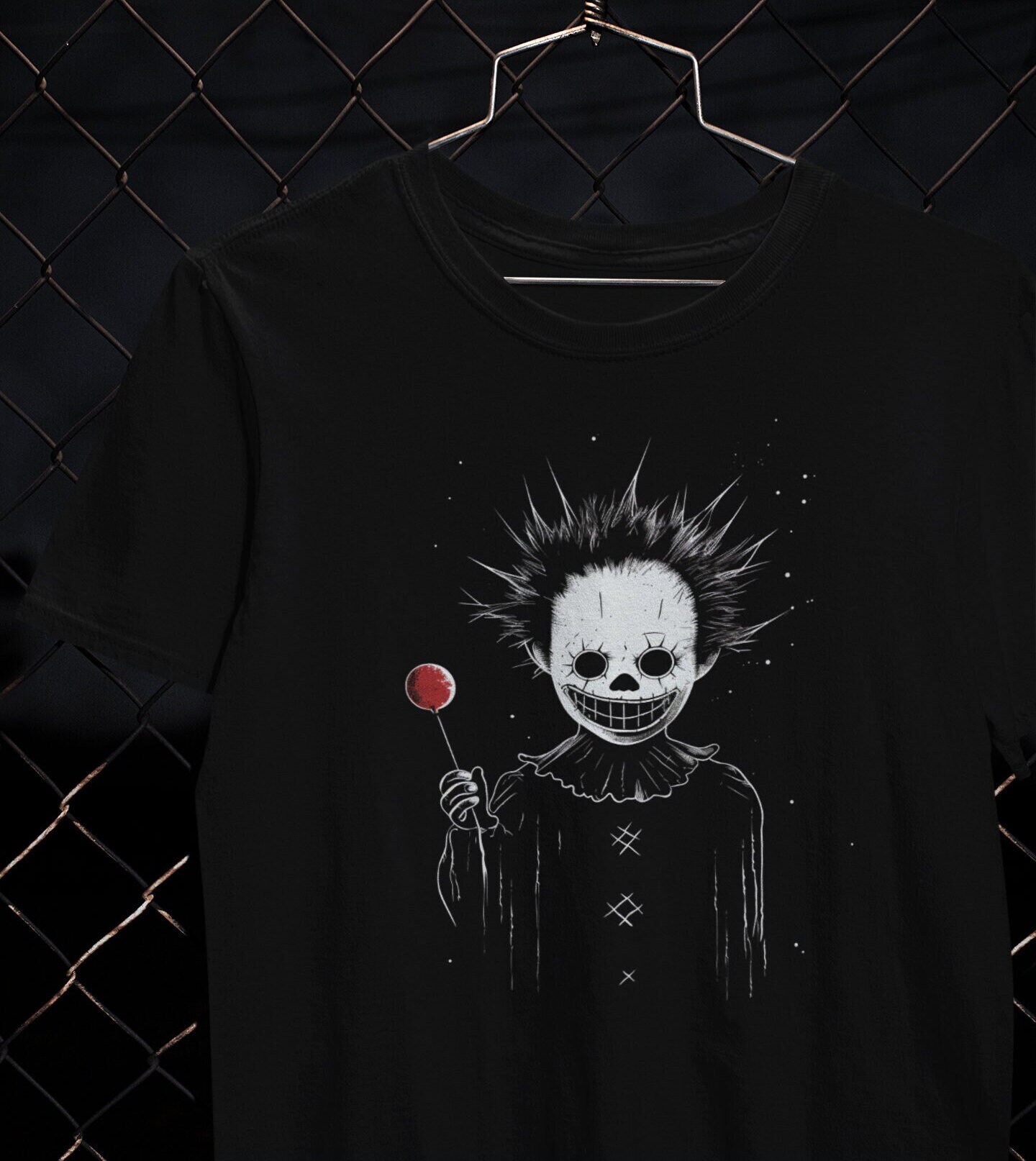 Weirdcore Clown T-shirt, Goth Clothes, Embroidery T-shirt, Y2K Clothing ...
