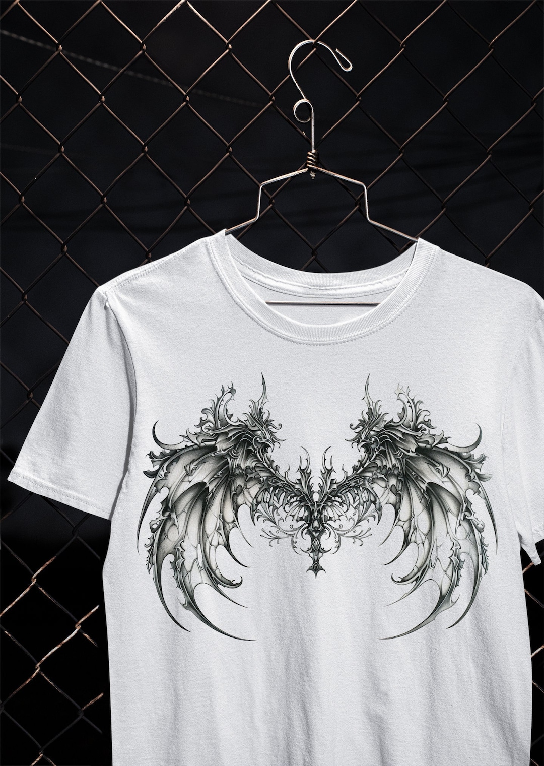 Cyber Sigil Angel Wings T-shirt, Gothic Clothes, Cyber Sigilism Tshirt ...
