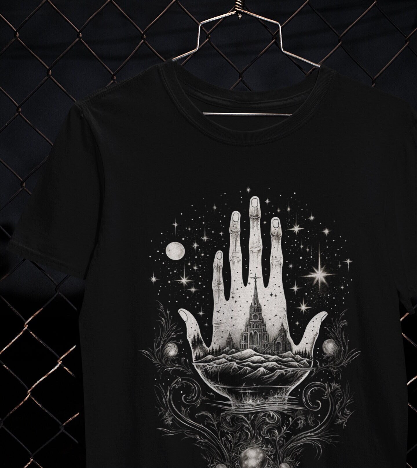 Goth Fairycore Hand T-shirt, Y2K Clothing, Embroidery T-shirt ...