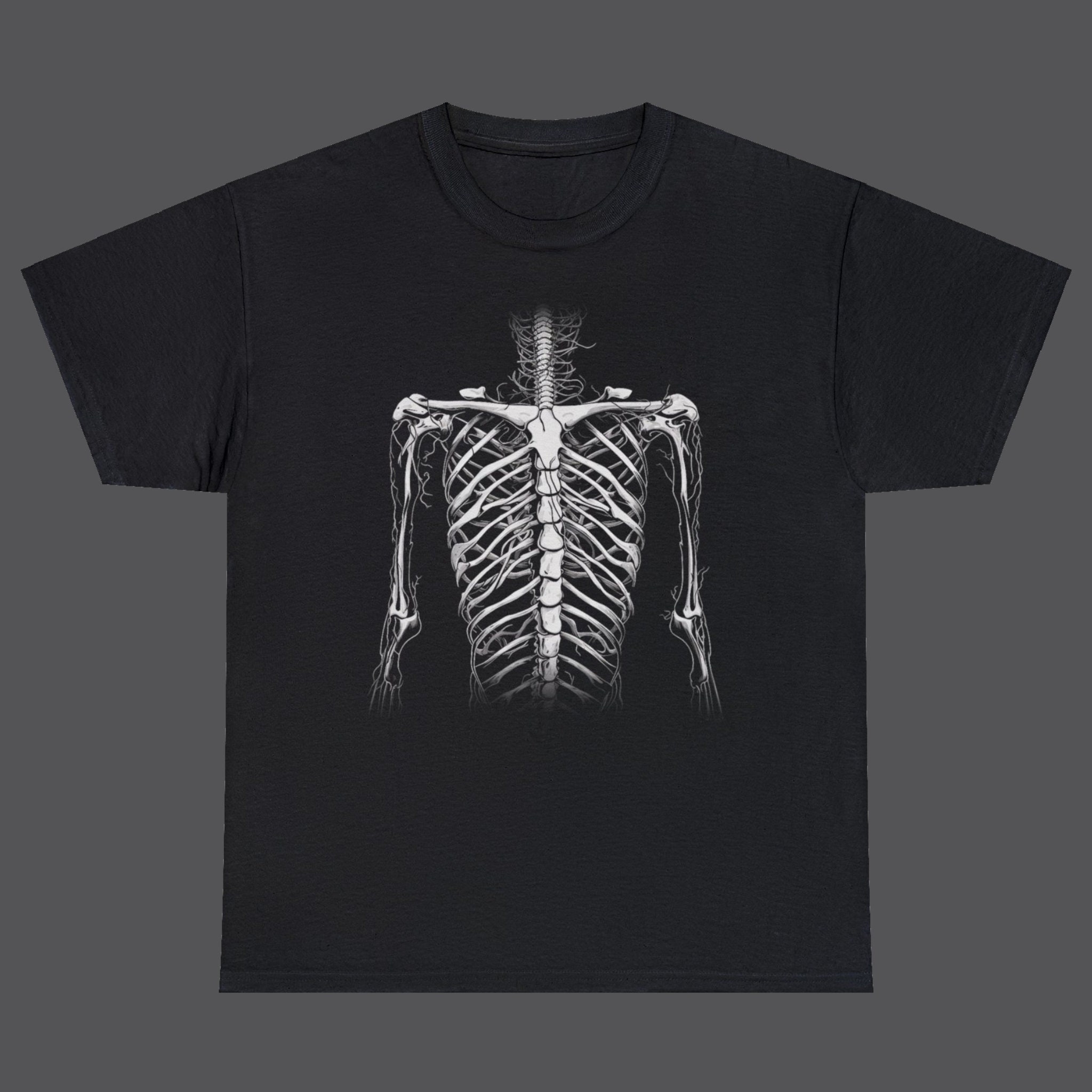 Skeleton Rib Print T-shirt, Y2K Clothing, Vintage Print Shirt ...
