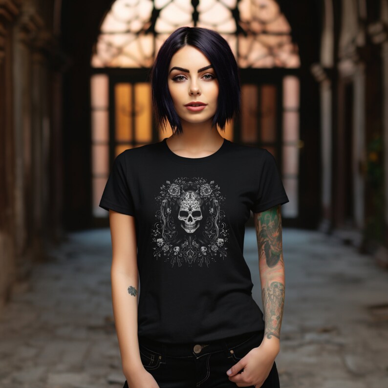 Dark Academia Floral Skeleton Shirt, Dark Cottagecore , Weirdcore ...