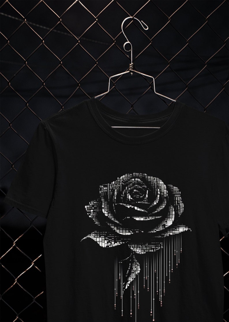 Black Rose T-shirt, Goth Clothes, Y2K Clothing, Gothic Flower Shirt ...