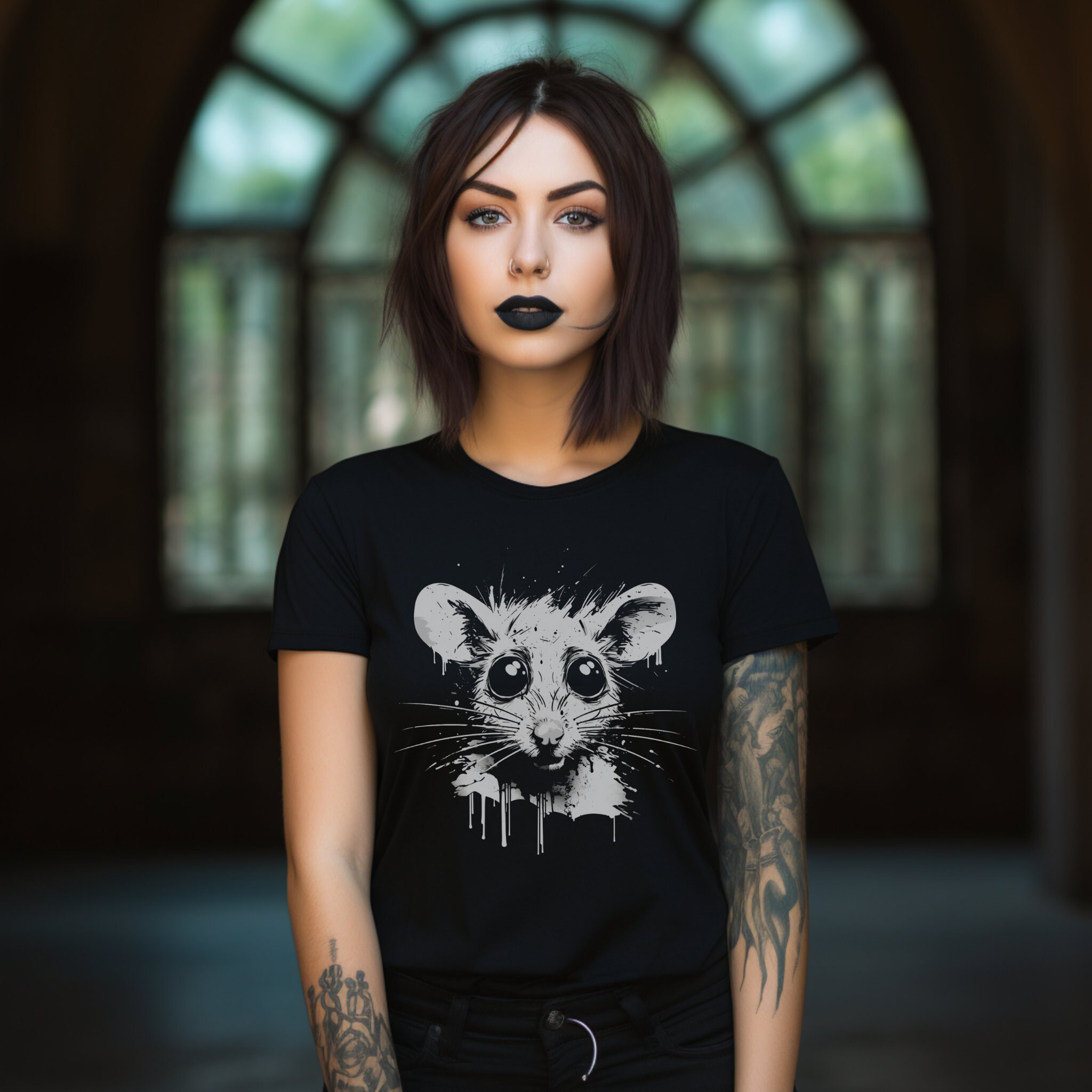 Creepy Weirdcore Rat Print Shirt, Gothic Rat T-shirt, Alt Aesthetic ...