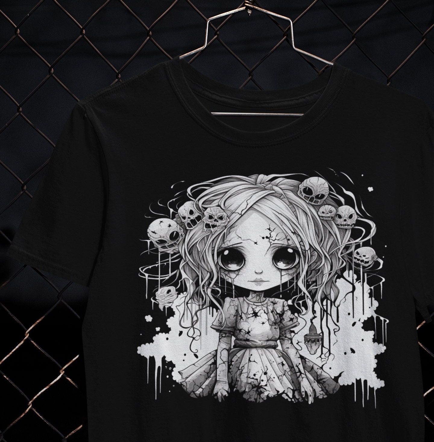 Goth Creepy Doll T-shirt, Weirdcore T-shirt, Goth Clothes, Oversized ...