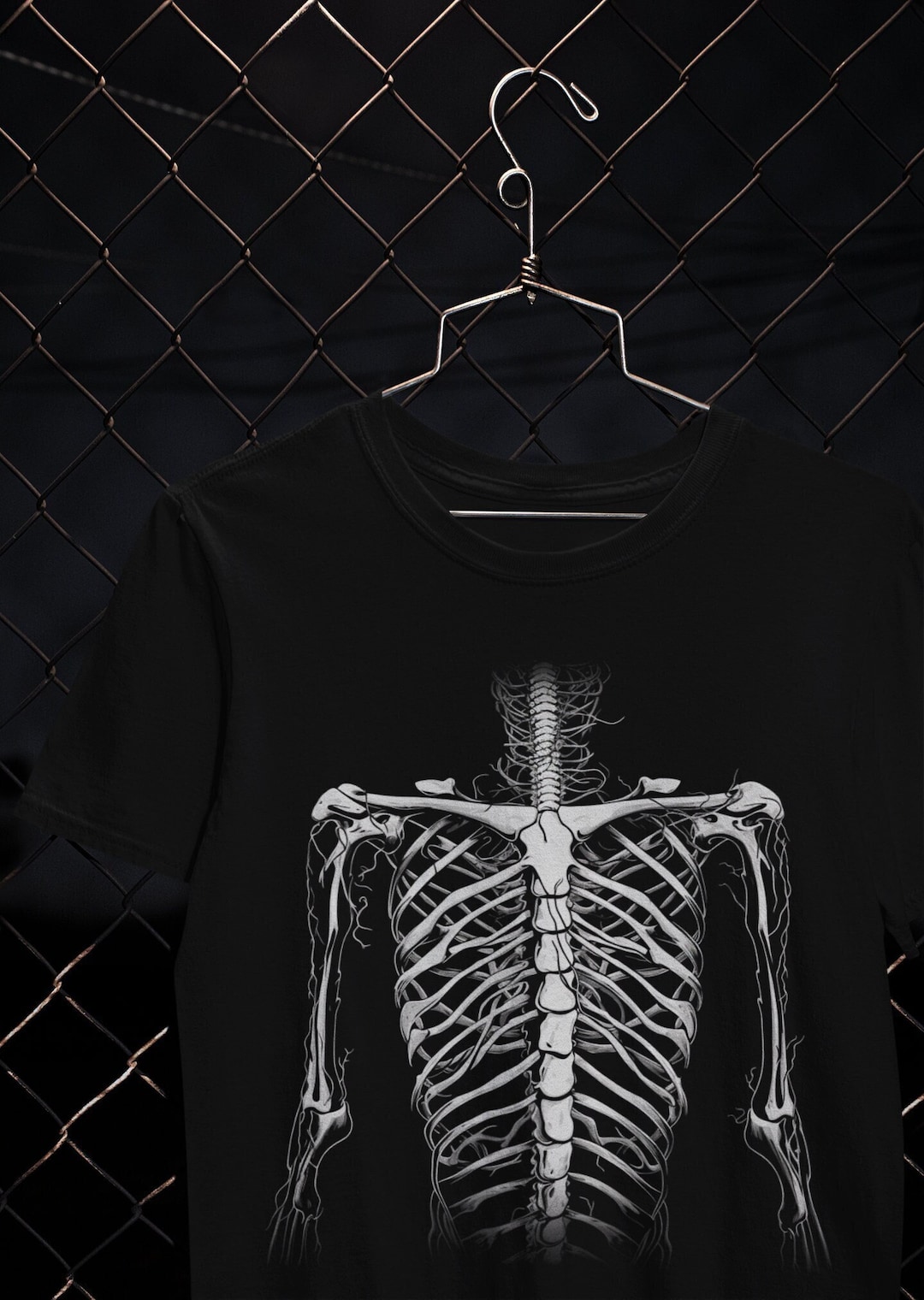 Skeleton Rib Print T-shirt, Y2K Clothing, Vintage Print Shirt ...