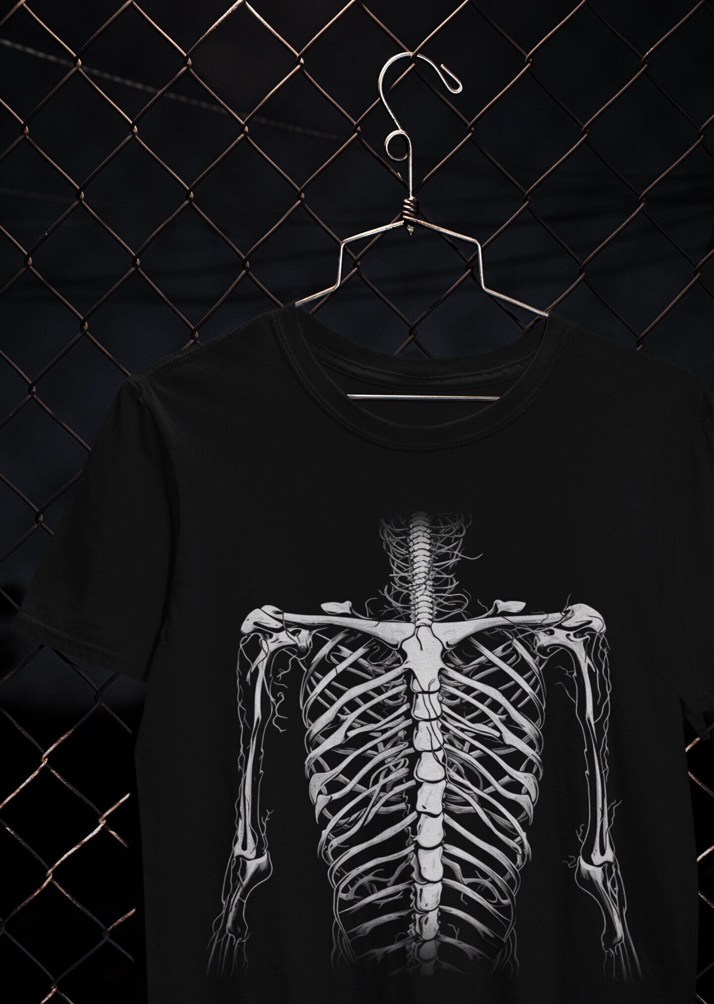 Skeleton Rib Print T-shirt, Y2K Clothing, Vintage Print Shirt ...
