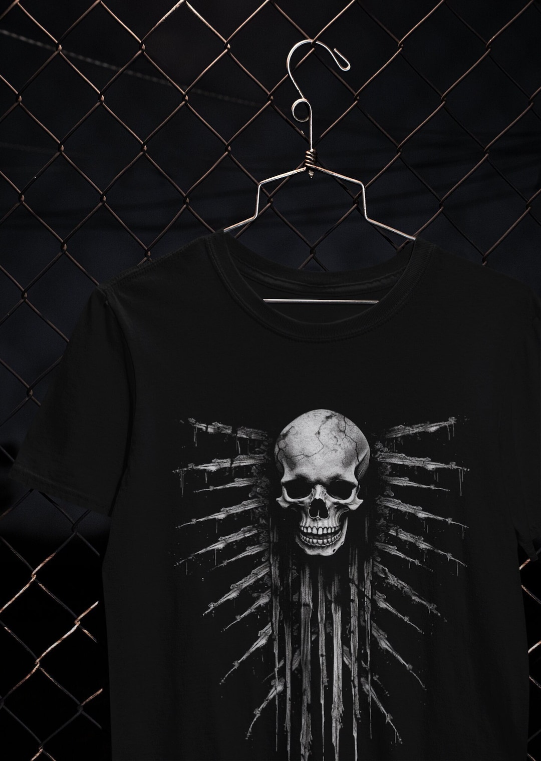 Alt Skull Print T-shirt, Y2K Clothing, Goth Clothes, Dark Art T-shirt ...