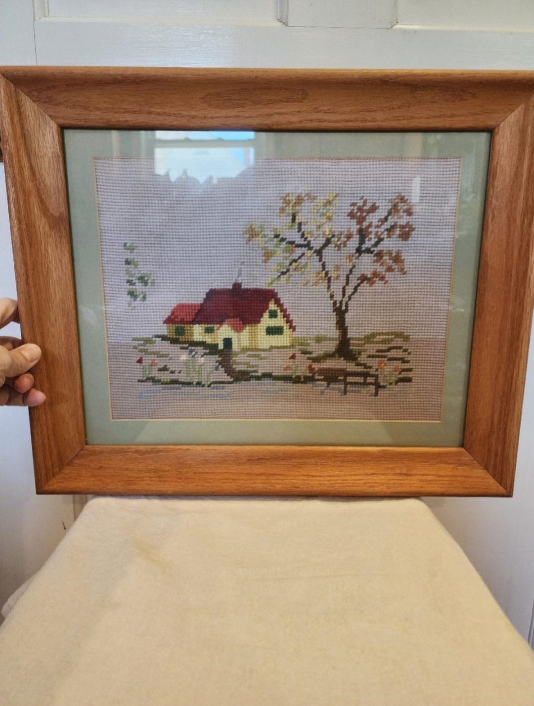 Vintage Needlepoint Artwork- Framed and Matted - Etsy