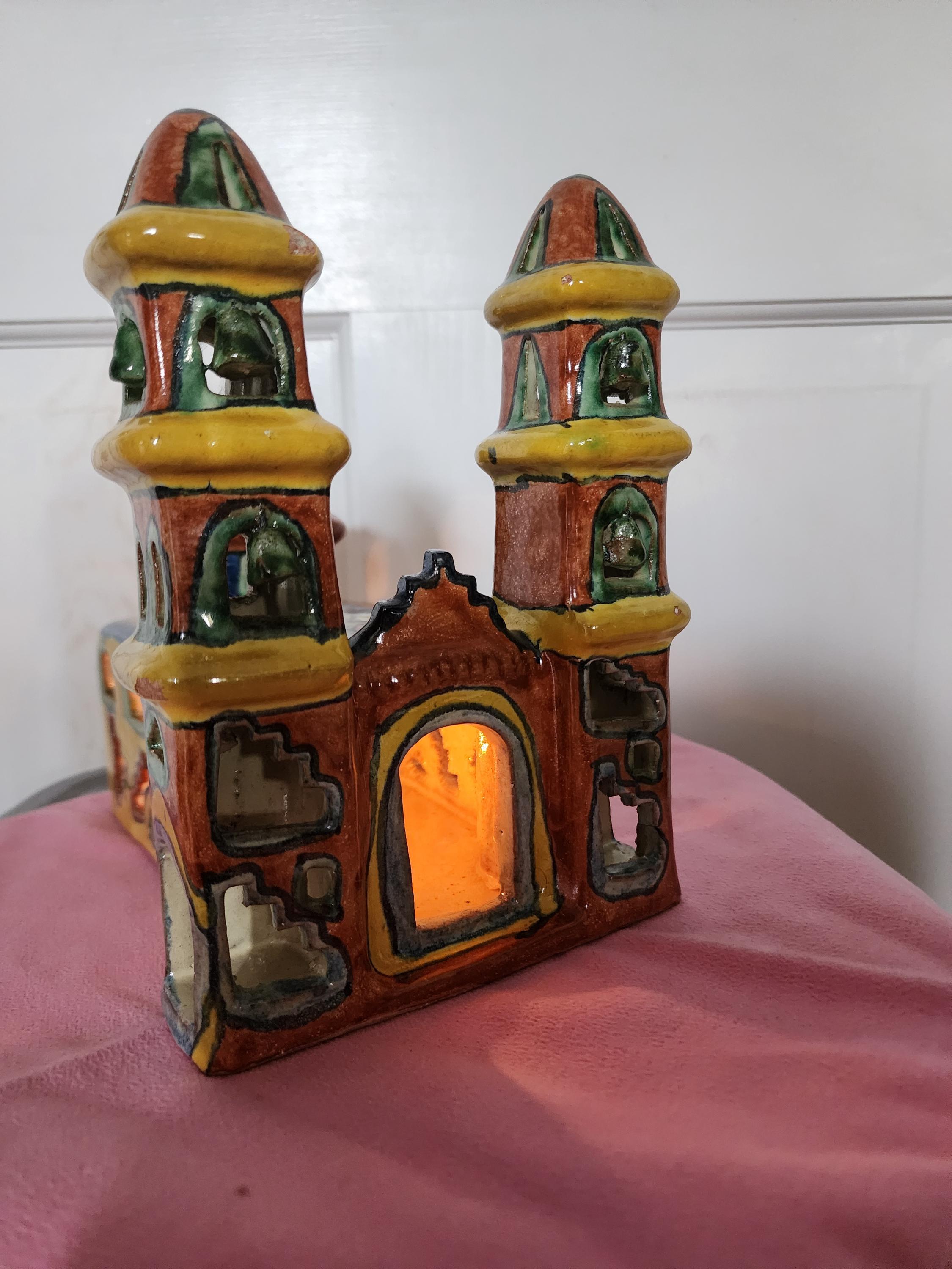 Vintage Mexican Pottery Folkart Church Luminaria/ Candle Lantern - Etsy