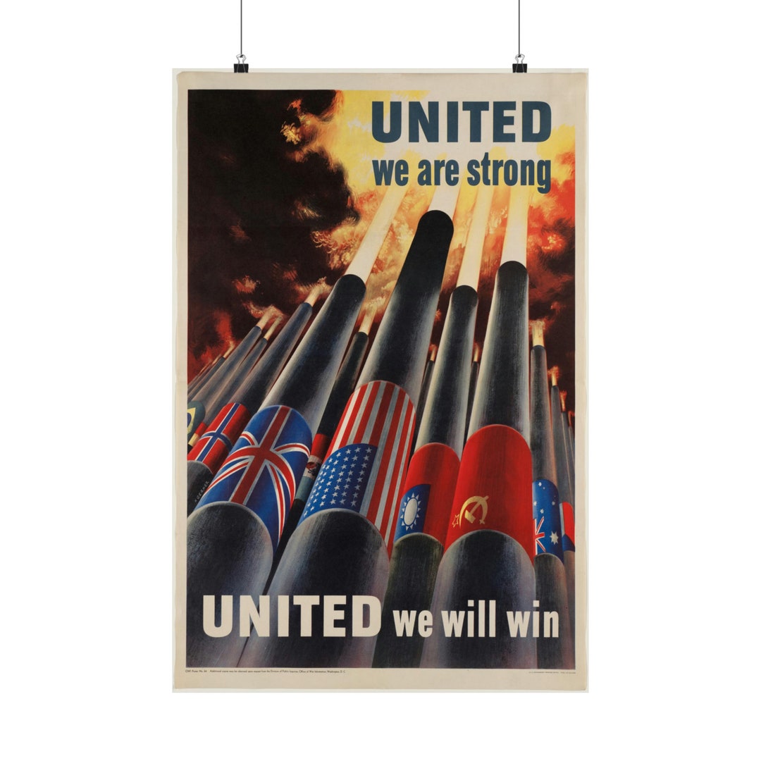WW2 War Poster united We Are Strong United We Will - Etsy