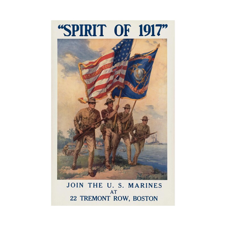 WW1 War Propaganda US Marines Recruitment Poster ("spirit of 1917") - Etsy