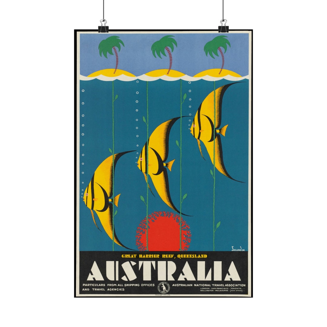 Great Barrier Reef Vintage Travel Poster, Queensland Australia - Etsy