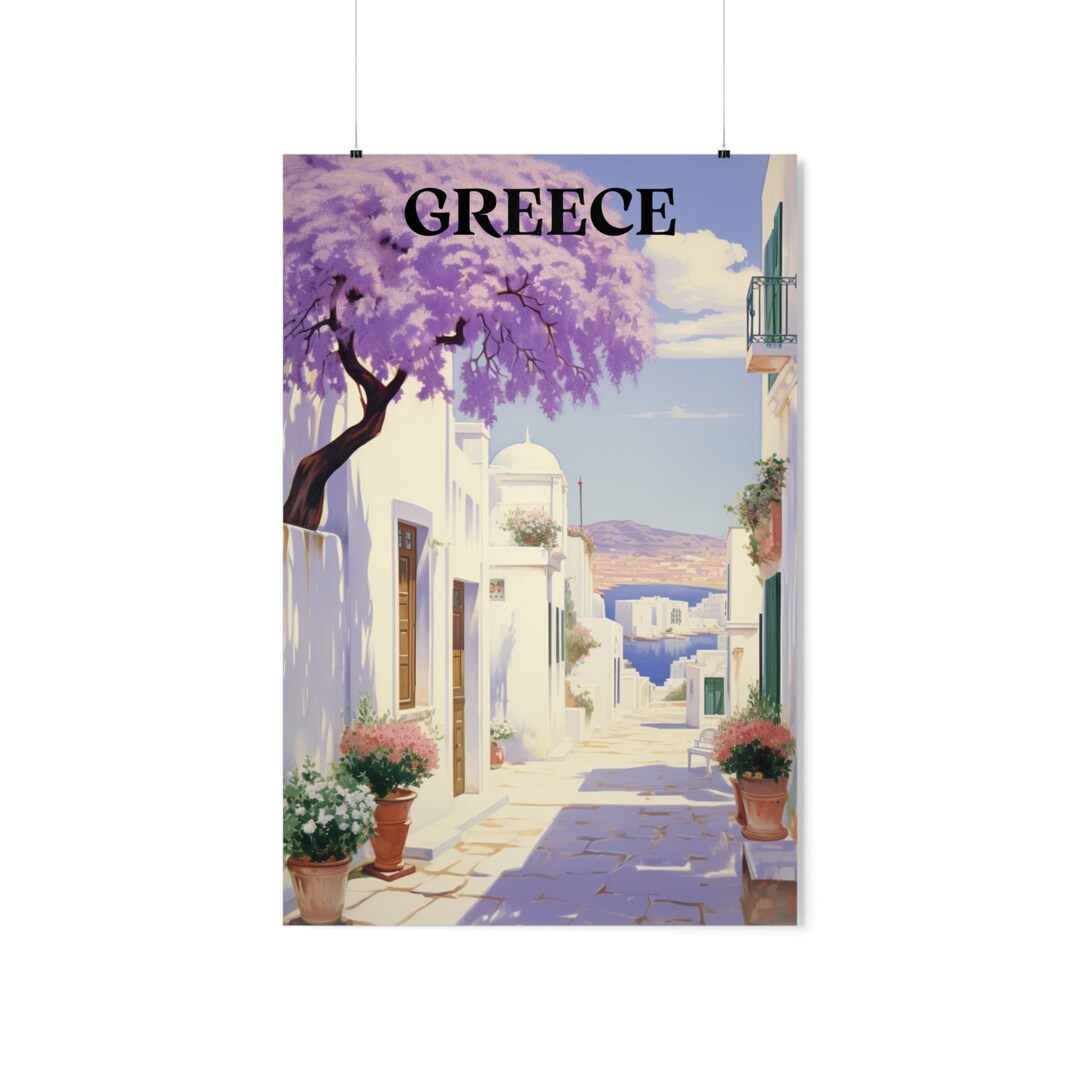 Greece Vintage Travel Poster ("backstreets") - Retro Wall Artwork - Etsy