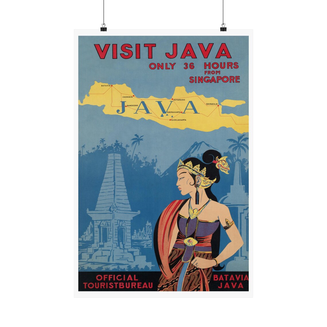 Indonesia visit Java Travel Poster Premium Vintage - Etsy