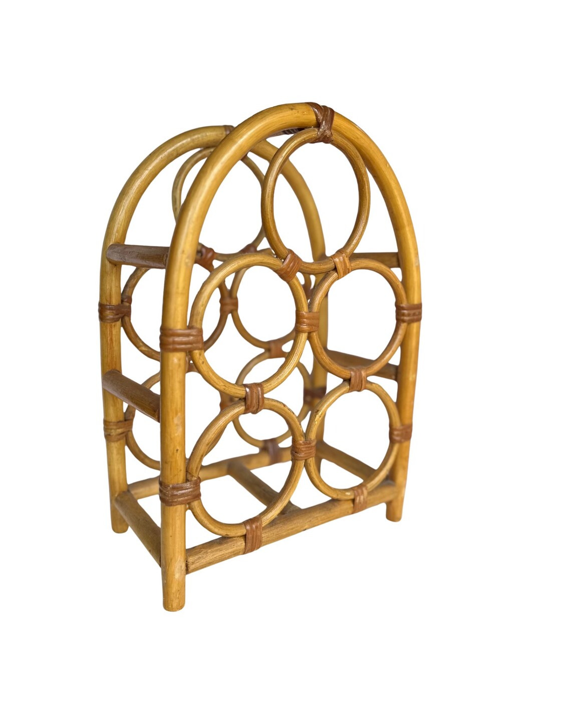 Vintage MCM Bamboo Wine Rack Rattan Wine Holder Barware Wine Storage ...