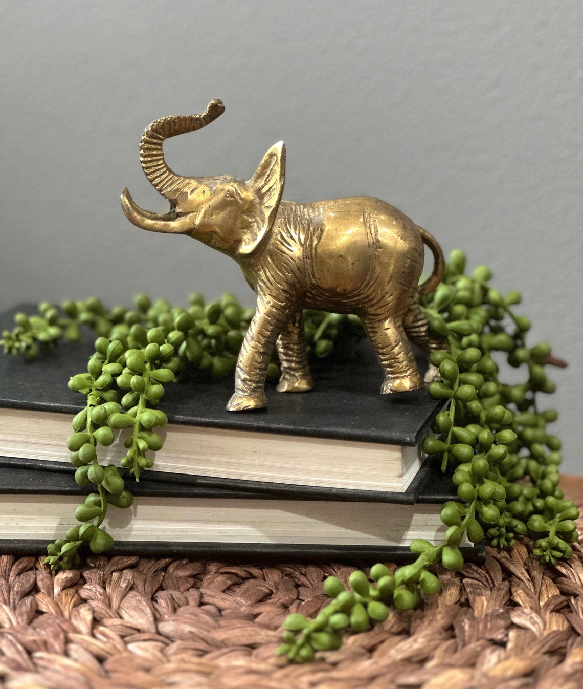 Vintage Brass Elephant Figurine Animal Statue Safari Figurine Raised ...