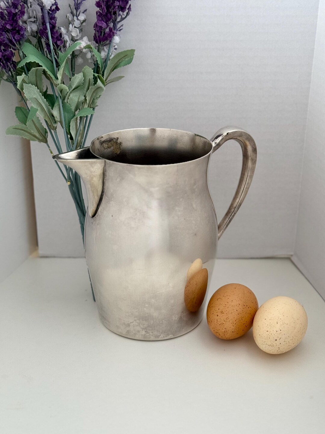 Vintage Silver Plate Pitcher Utensil Holder Flower Vase Silver-plated ...
