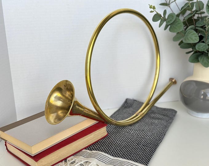 Vintage Brass Large French Horn Brass Christmas Horn Hunting Horn Brass ...