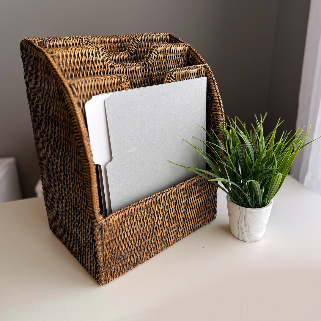 Rattan Magazine Holder Wicker File Holder Newspaper Holder Rattan ...
