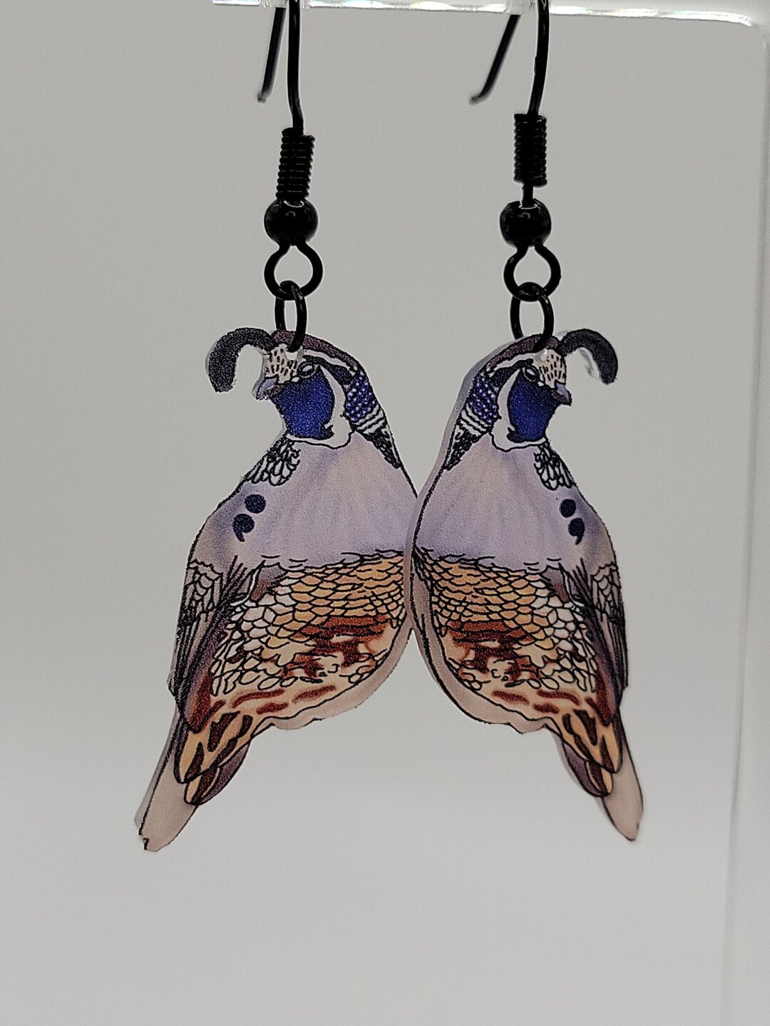 Quail Earrings With Semicolons-california Quail-suicide Prevention ...