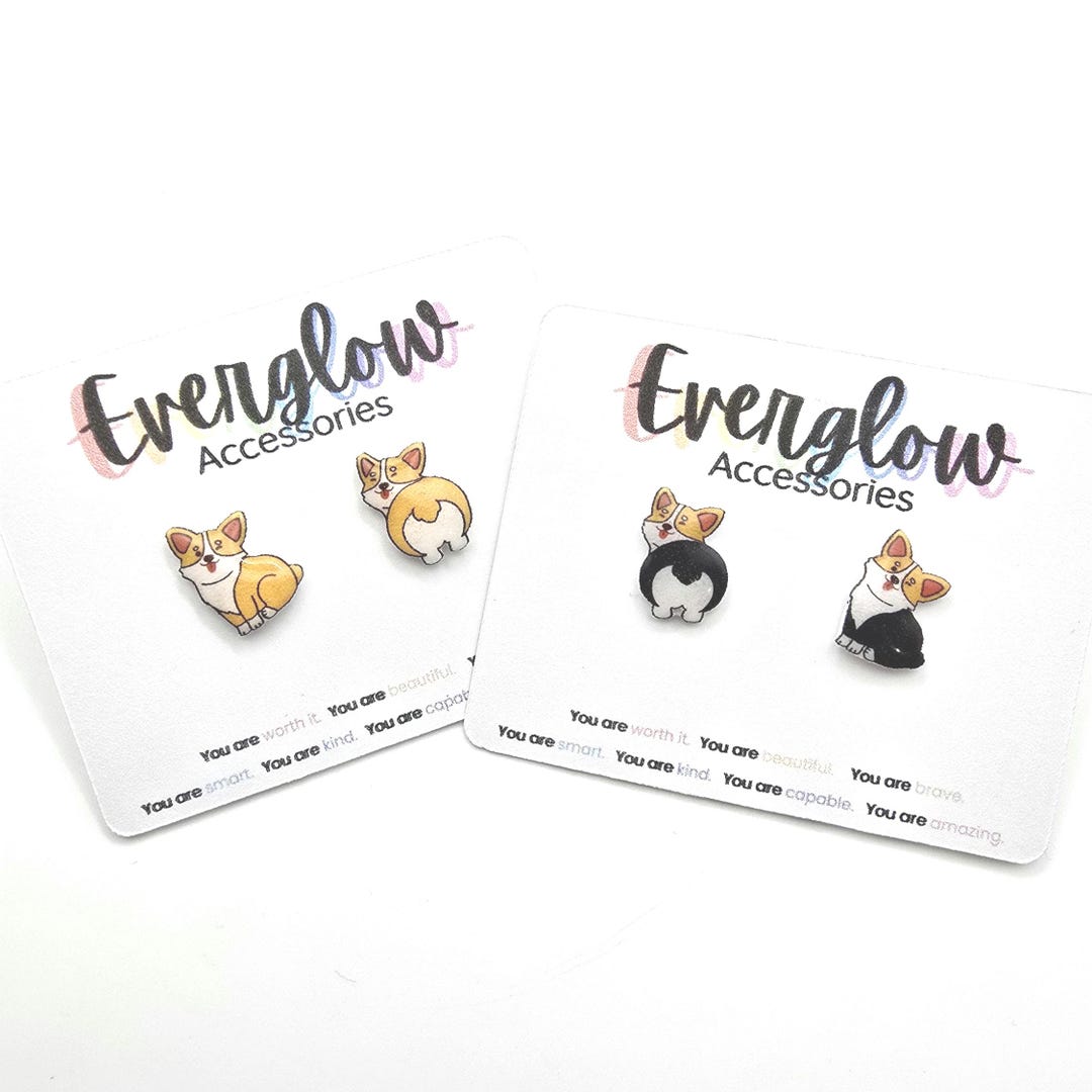 Corgi Stud Earrings: Pembroke Welsh Corgi, Titanium Posts - Etsy