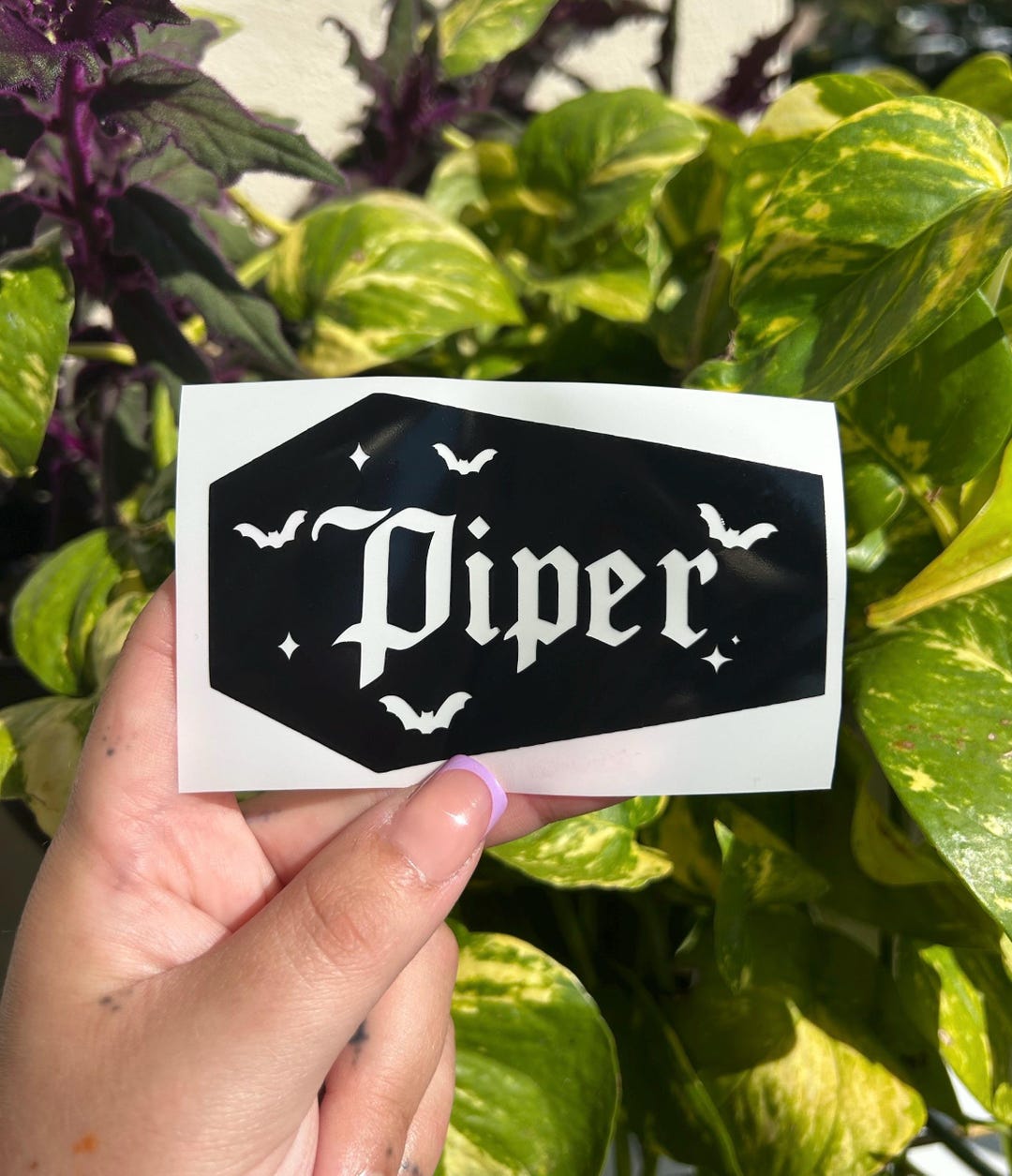 Custom Coffin Name Vinyl Decal • Spooky Bats Vinyl Name Sticker ...