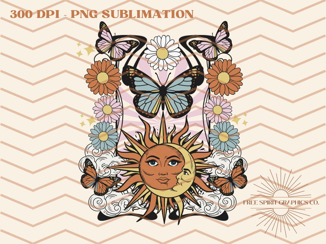 Mystical Celestial Sun-moon Artwork Retro-styled Digital - Etsy