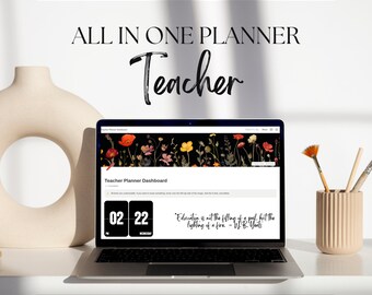 Minimalist Teal Floral All-in-one Teacher Digital Planner - Etsy