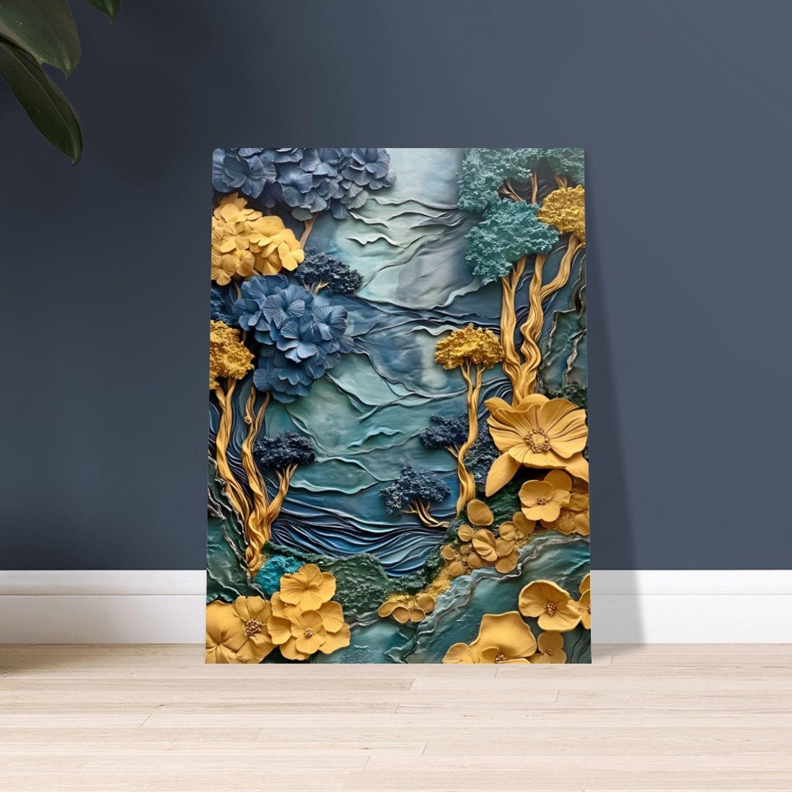 Premium Poster Floral Art Design, Vertical Raised Landscape, Home Decor ...