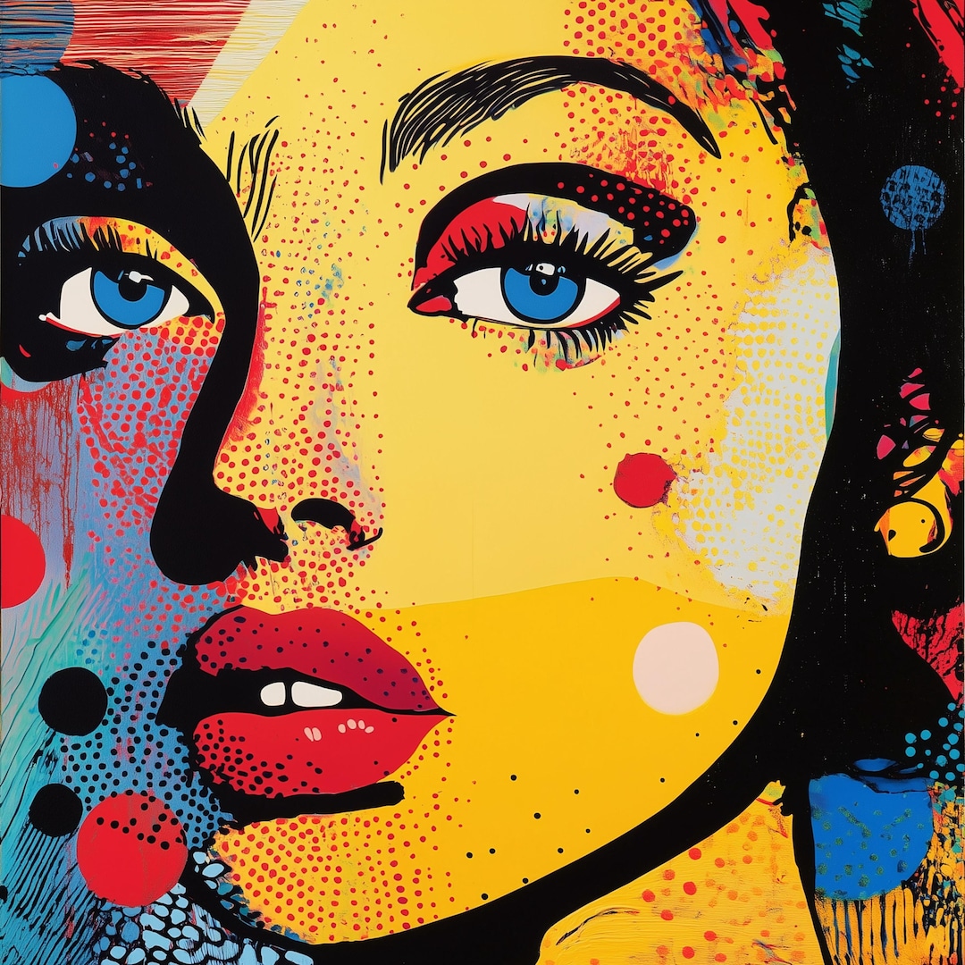 Set of 5 Vibrant Pop Art Digital Print Bundle - Colorful Abstract Wall ...