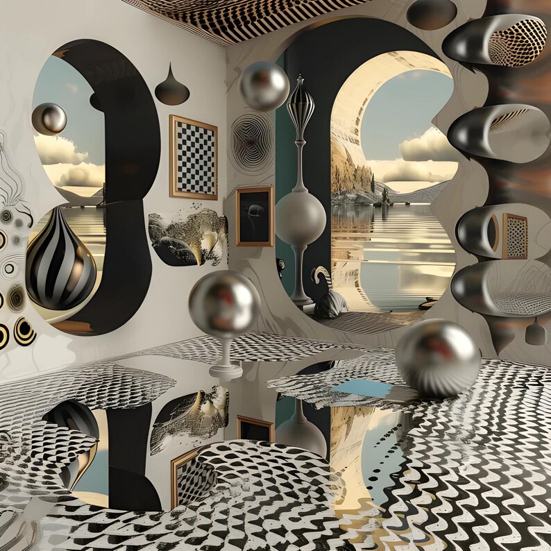 Set of 5 in 5K Surreal Digital Art Scenes With Unconventional Items and ...