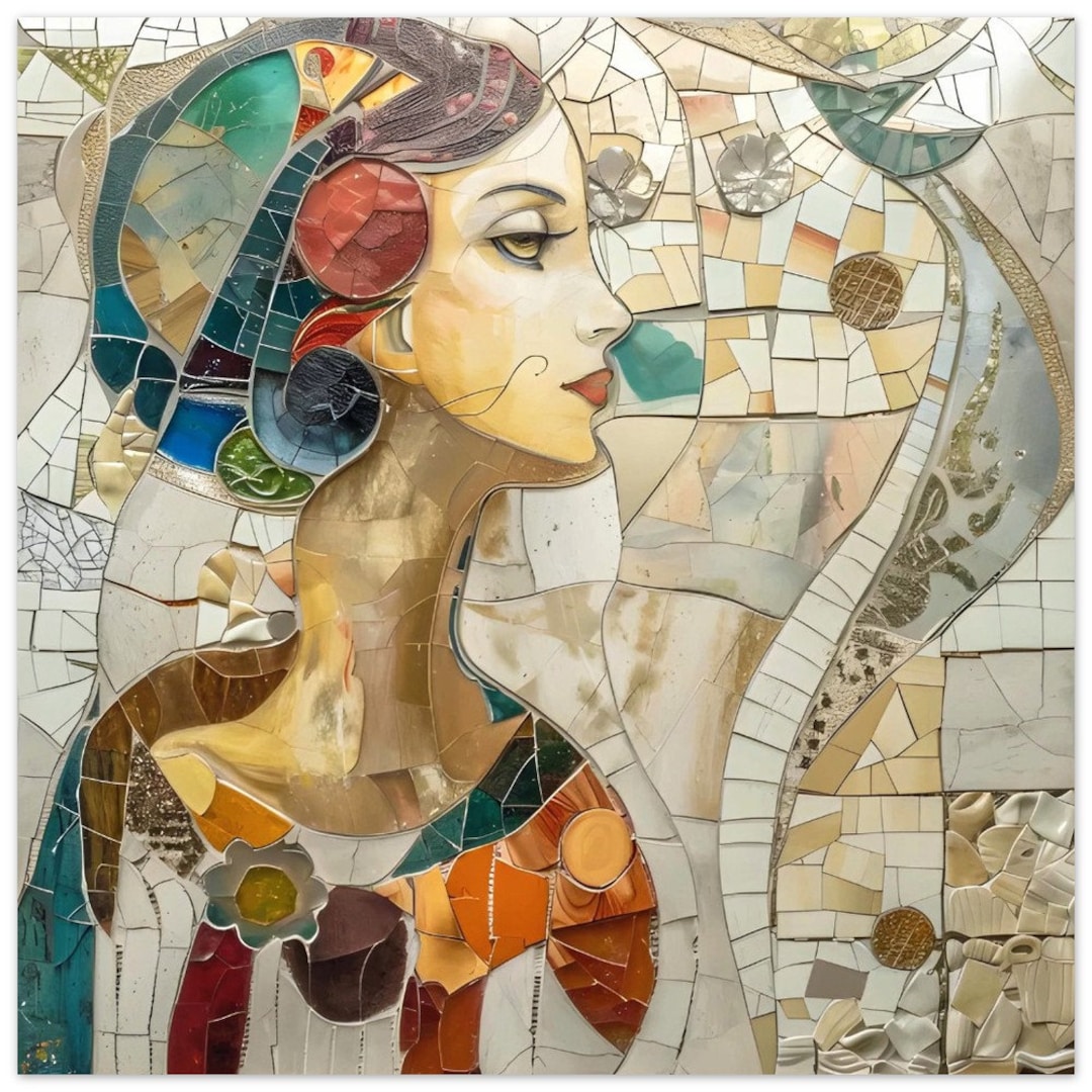 Portrait Art Mosaic, Tiled Expressionism Gorgeous Mosaic Art Print ...