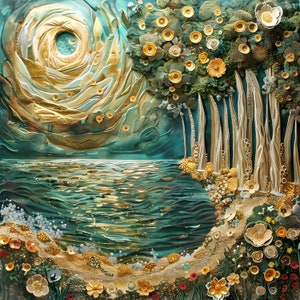 Incredible Gustav Klimt Inspired Landscapes in 25K! Set of 5. Print on ...