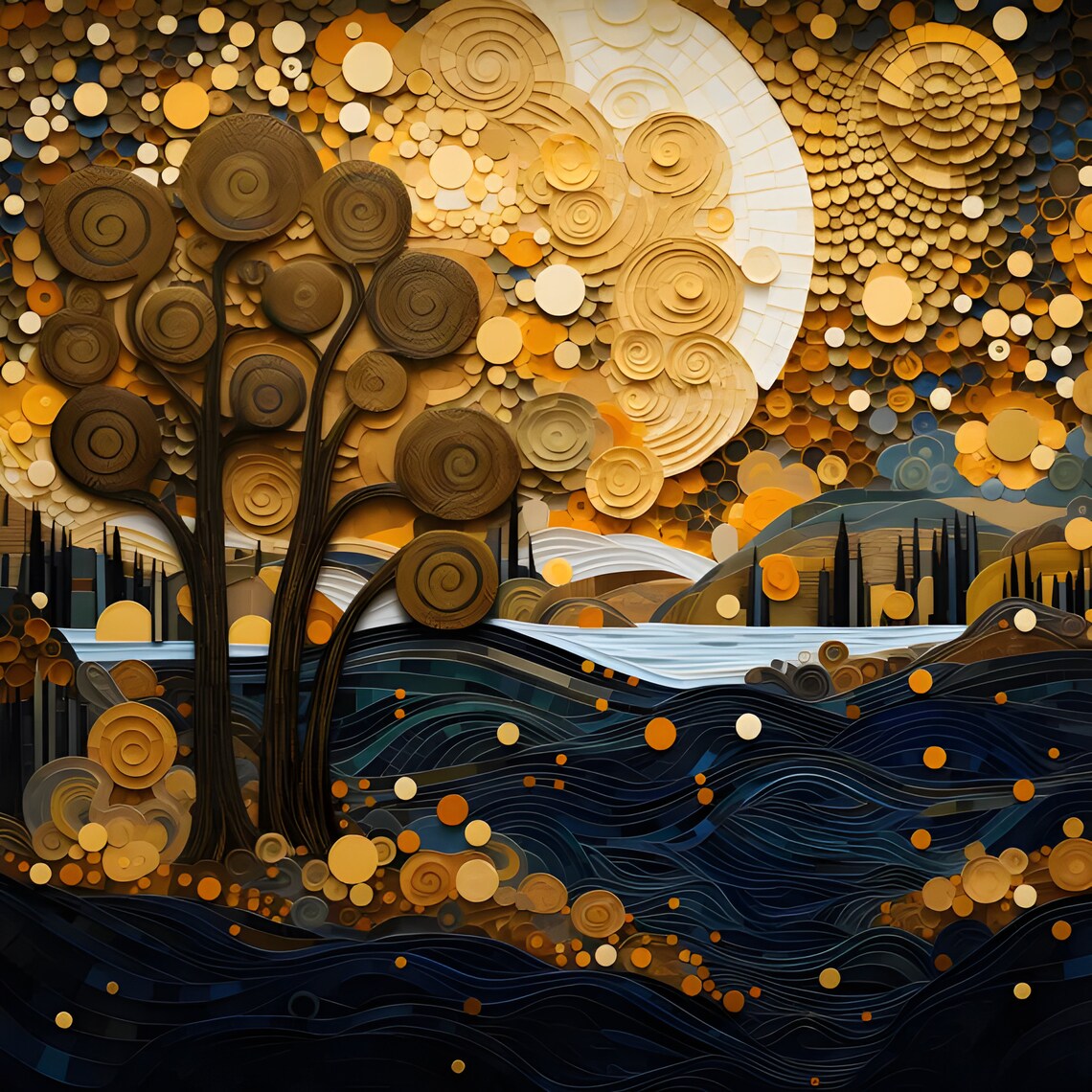 Remarkable Gustav Klimt Inspired Landscapes in 5K Set of 5. Print on ...