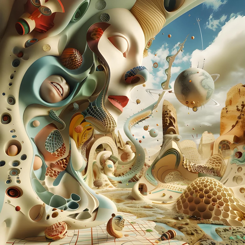 Set of 5 in 5K Surreal Digital Art Scenes With Unconventional Items and ...