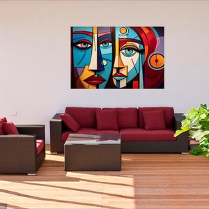 Colorful Two Faces Abstract Portrait, Abstract Art, Face Design Art ...