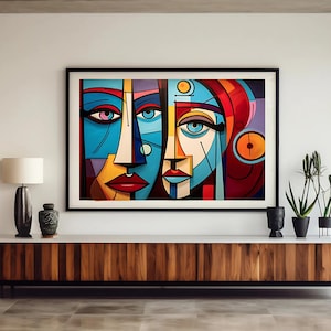 Colorful Two Faces Abstract Portrait, Abstract Art, Face Design Art ...