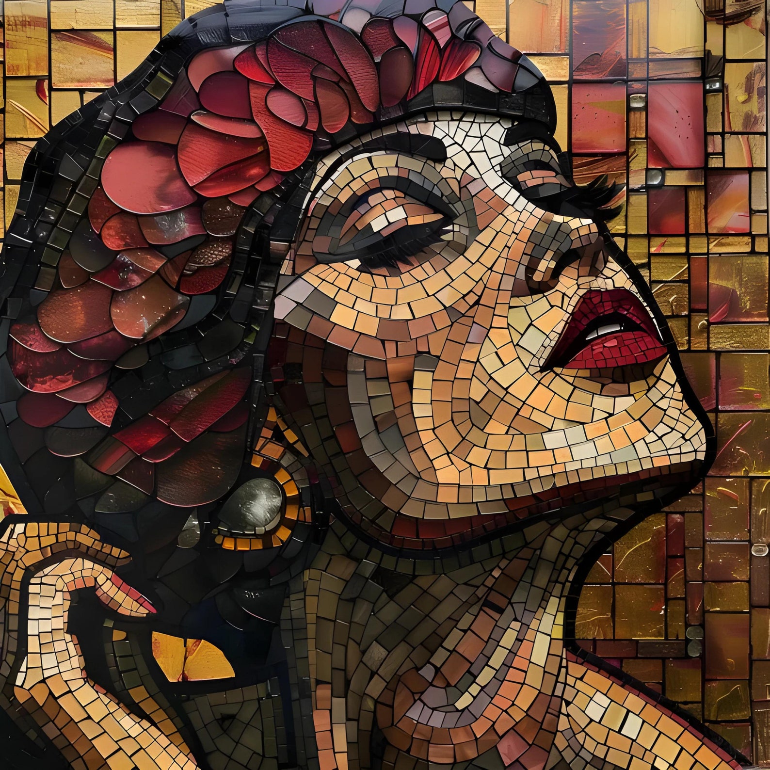 Mosaic Iconic Portrait Art, Unique Digital Wall Decor in 25K, Set of 5 ...