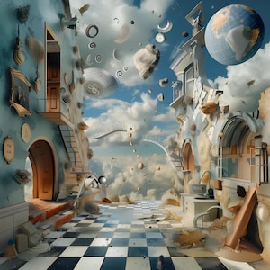 Set of 5 in 5K Surreal Digital Art Scenes With Unconventional Items and ...