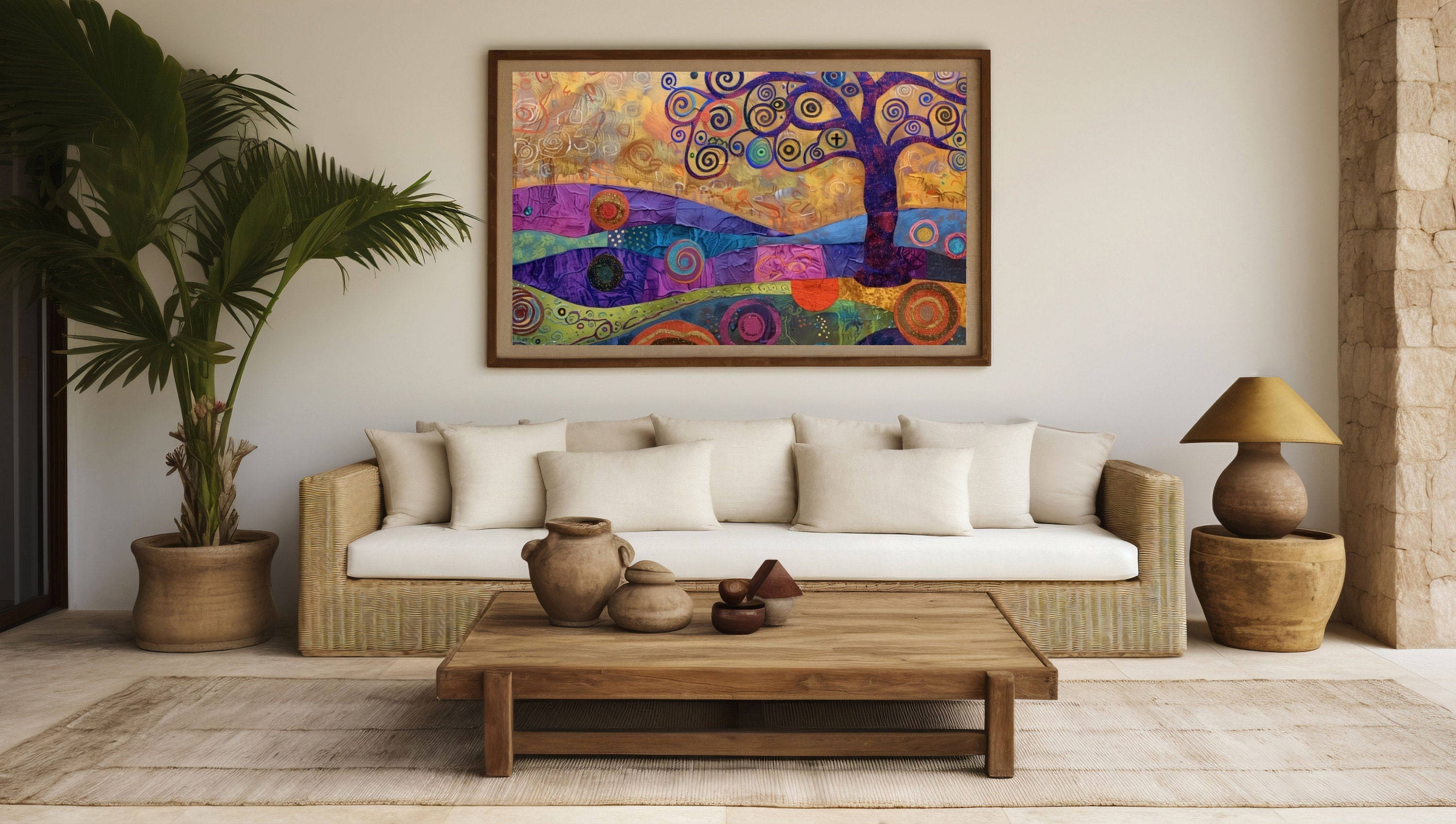 Klimt Design Print, Zen Woven Art Style, Nature Landscape Design, Art ...