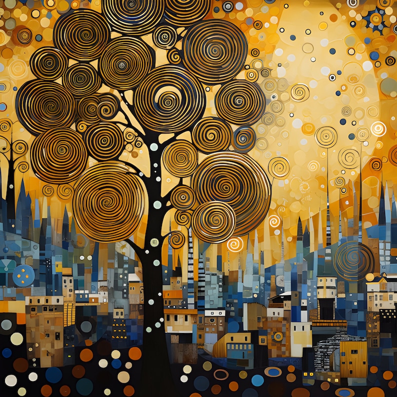 Incredible Gustav Klimt Inspired Landscapes in 5K Set of 5. Print on ...