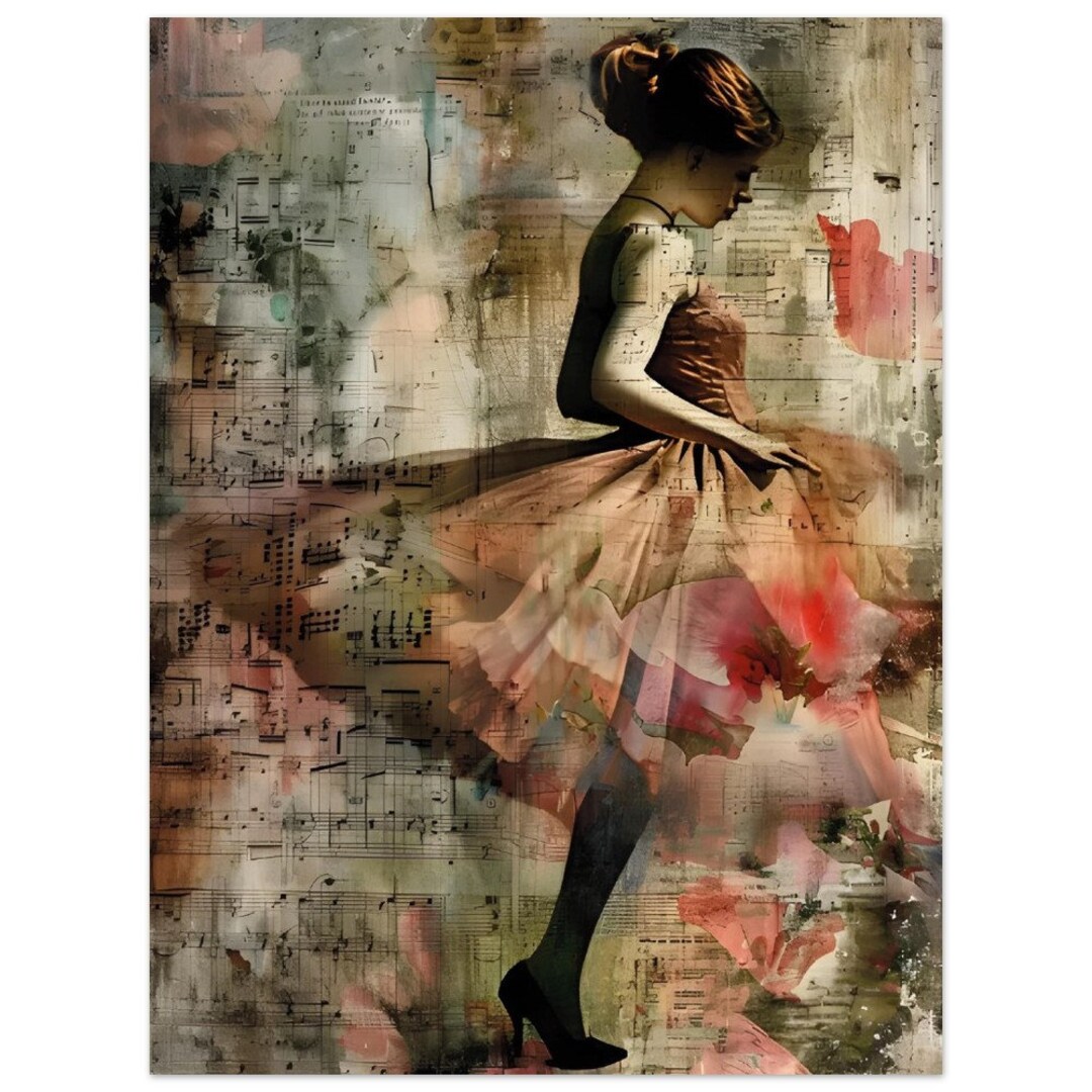Musically Styled Dance Print Ballerina Textured Art, Cinematic Musical ...