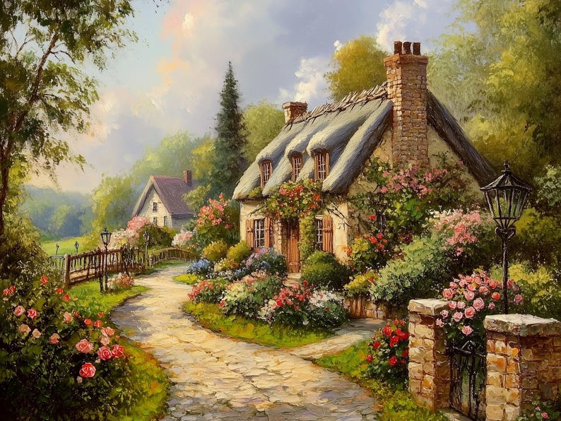 English Cottage Art Prints Set of 5, Country Garden Wall Decor ...